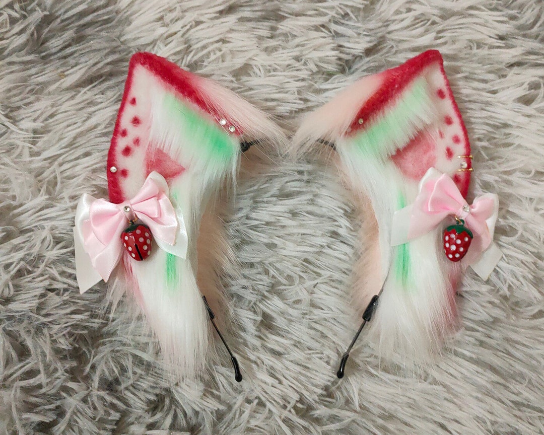 Kitten Bowknot Red Ears-cosplay Cat Ear,strawberry Cat Ears, Cosplay ...