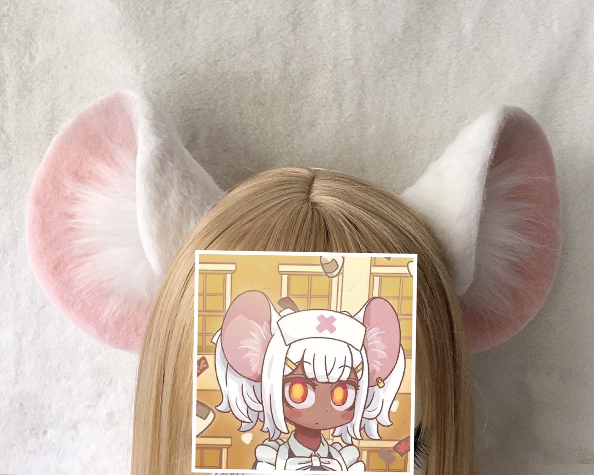 Pink Mouse Ears Tail-cosplay Mouse Ear-round Ear-cosplay Ear-anime Pink ...