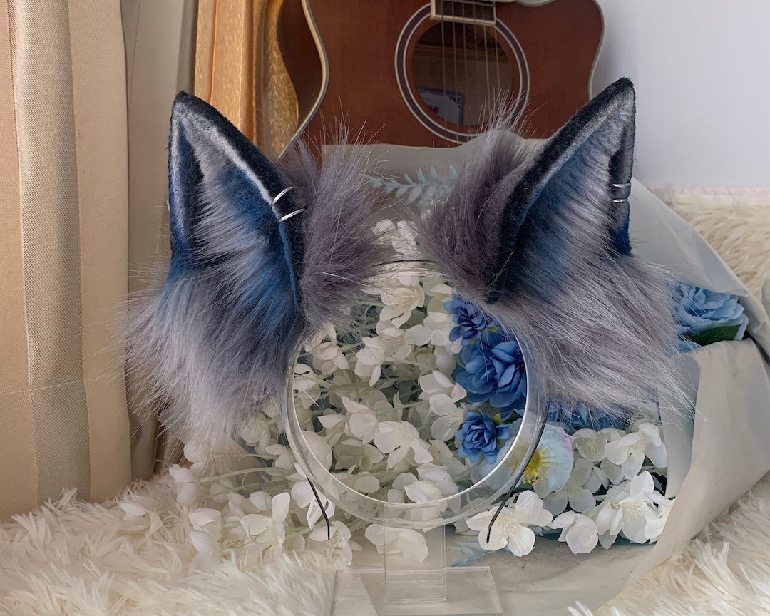 Cosplay Gray Wolf Ear Headband-anime Cosplay-petplay-furry Ears-blue ...