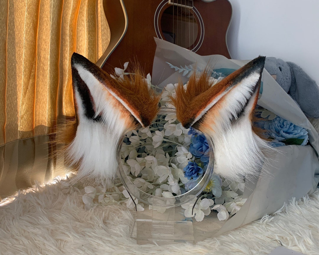 Red Fox Ears-fluffy Fur Ears-white Wolf Ears-faux Ears-wolf Ears ...