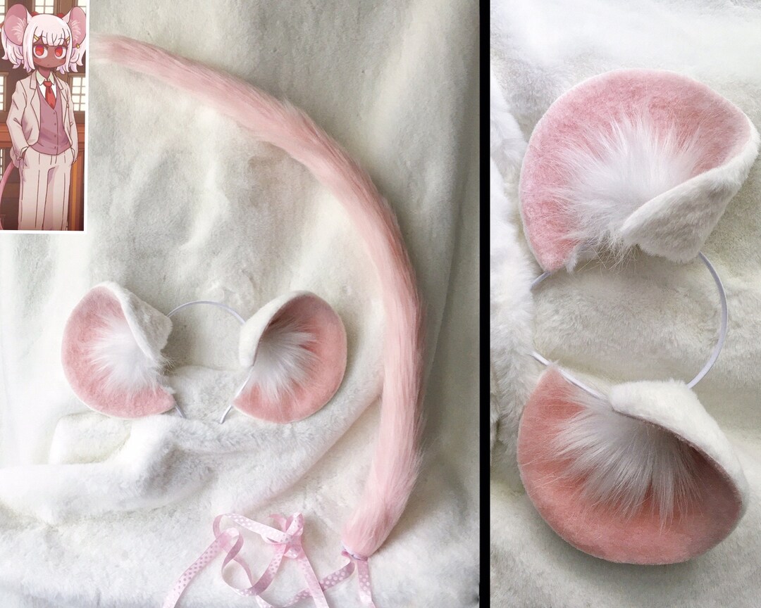 Pink Mouse Ears Tail-cosplay Mouse Ear-round Ear-cosplay Ear-anime Pink ...