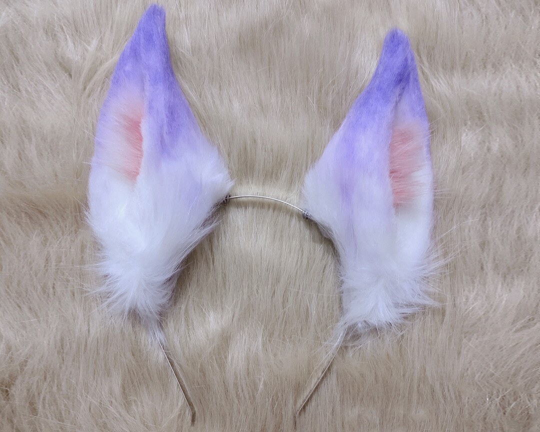 Purple Fox Ears-fluffy Fur Ears-blue Wolf Ears-faux Ears-wolf Ears ...
