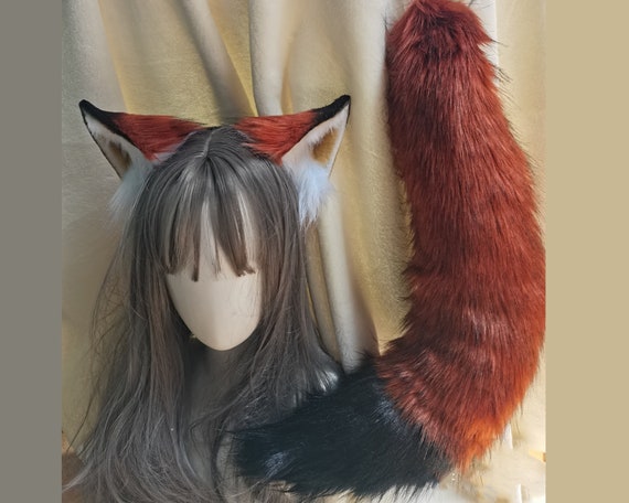 Red Fox Ears Tail-fluffy Fur Ears-white Wolf Ears-faux - Etsy