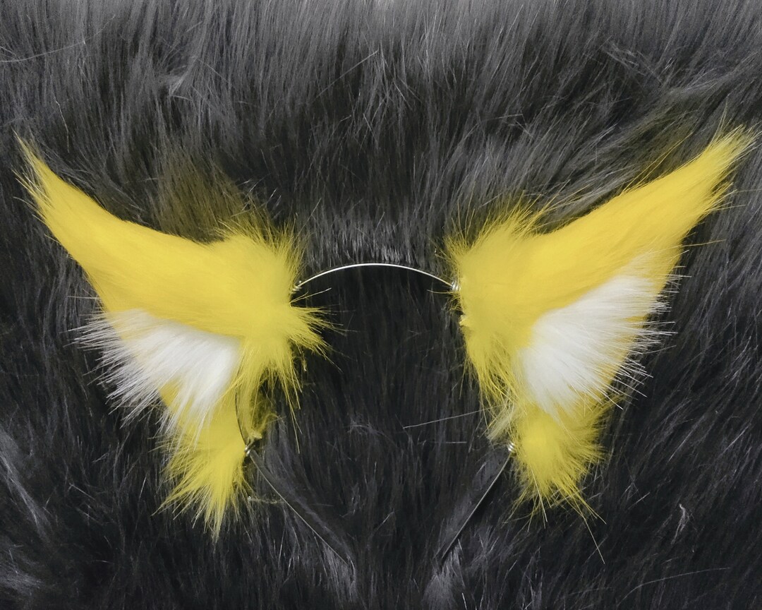 Yellow Fox Ears-fluffy Fur Ears-yellow Wolf Ears-faux Ears-wolf Ears ...