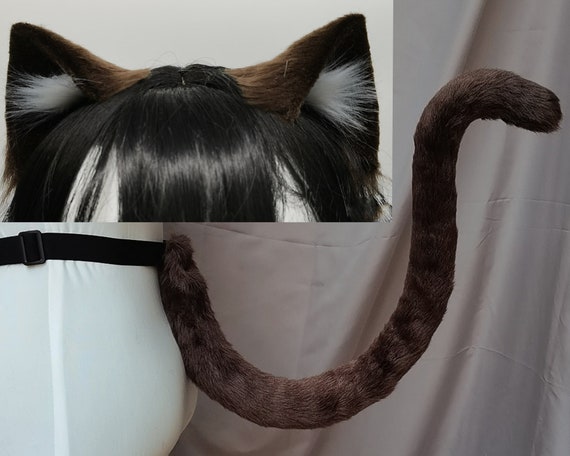 Kitten Brown Ears-cosplay Cat Ear-cat Ears With Bow-cosplay - Etsy