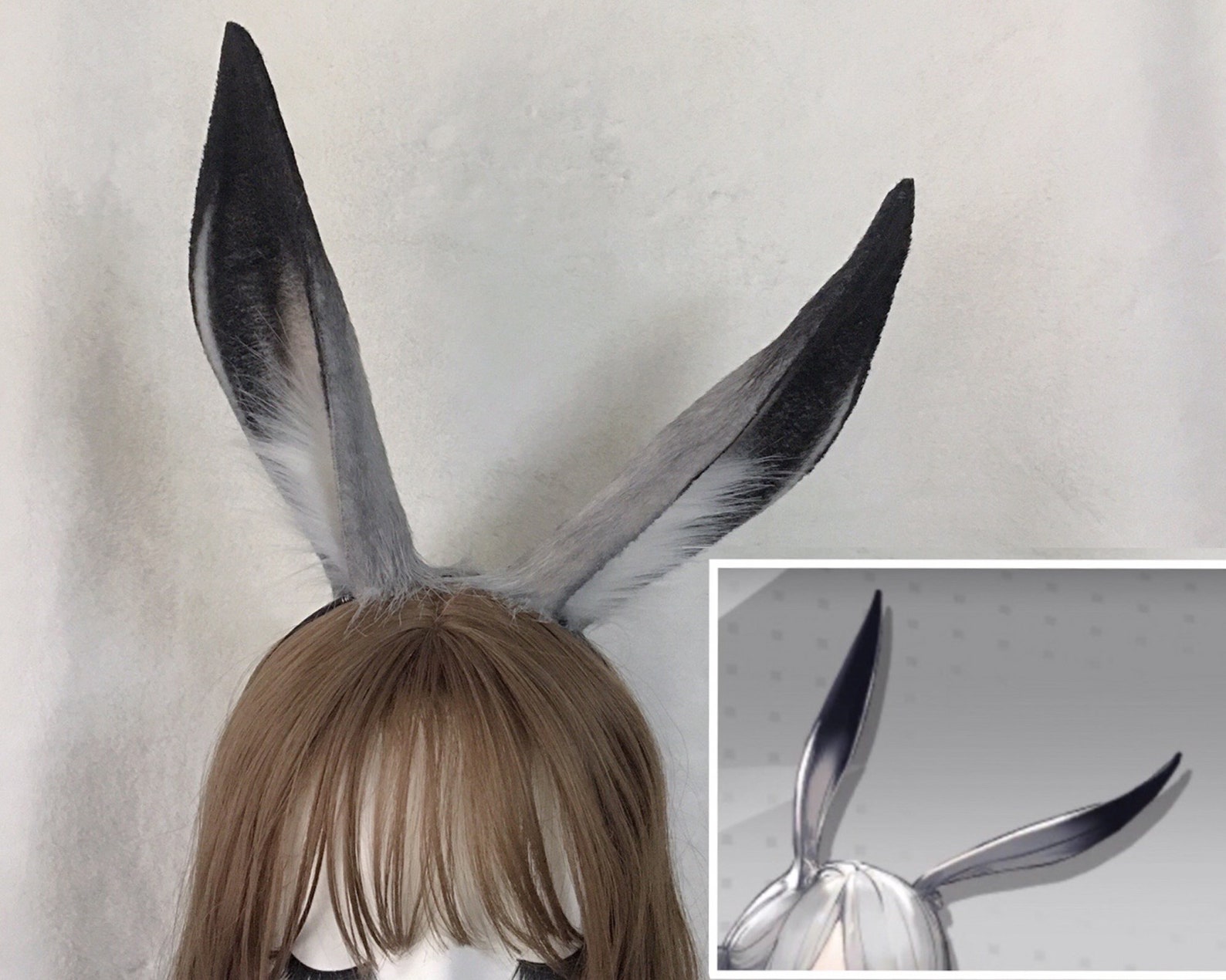 Realistic Gray Rabbit Ears-halloween-lolita-party Ear-floppy - Etsy