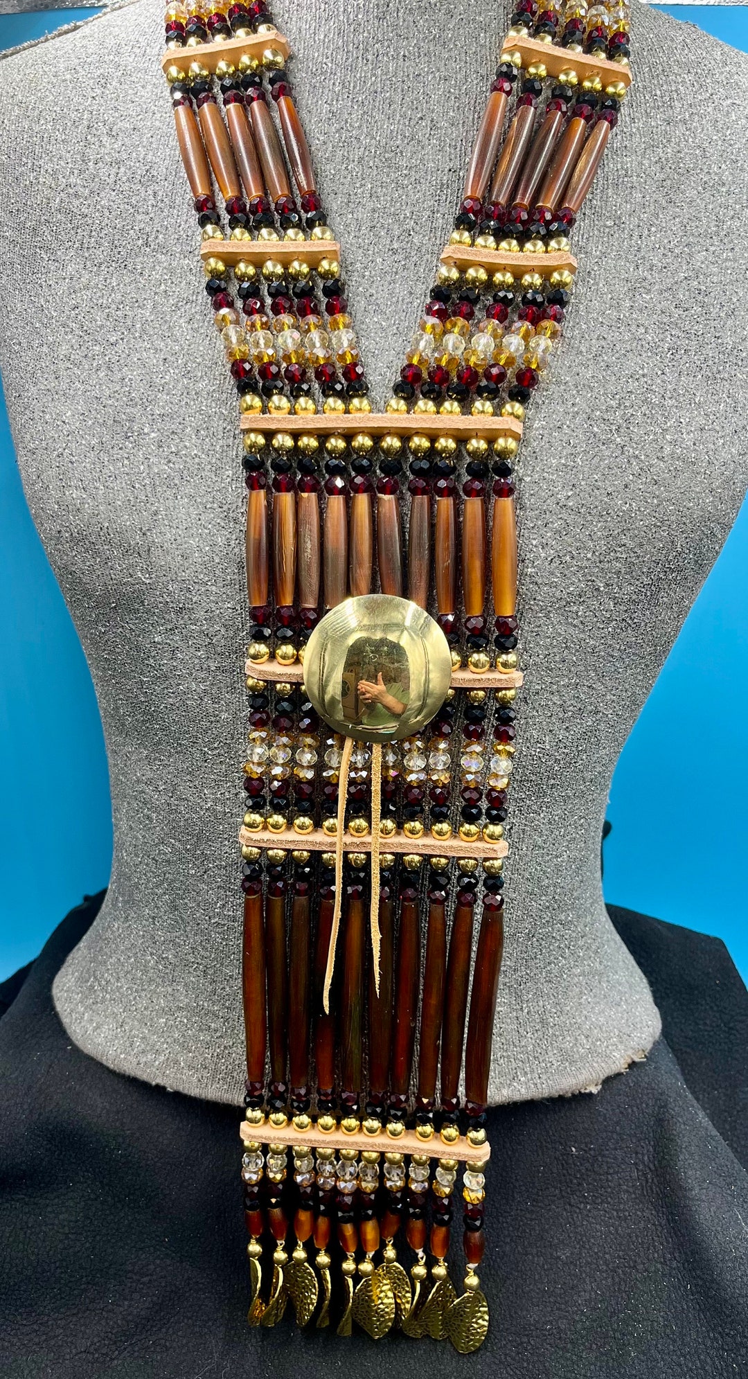 Woman’s Beaded Buffalo Horn Breastplate W/ Earrings - Etsy