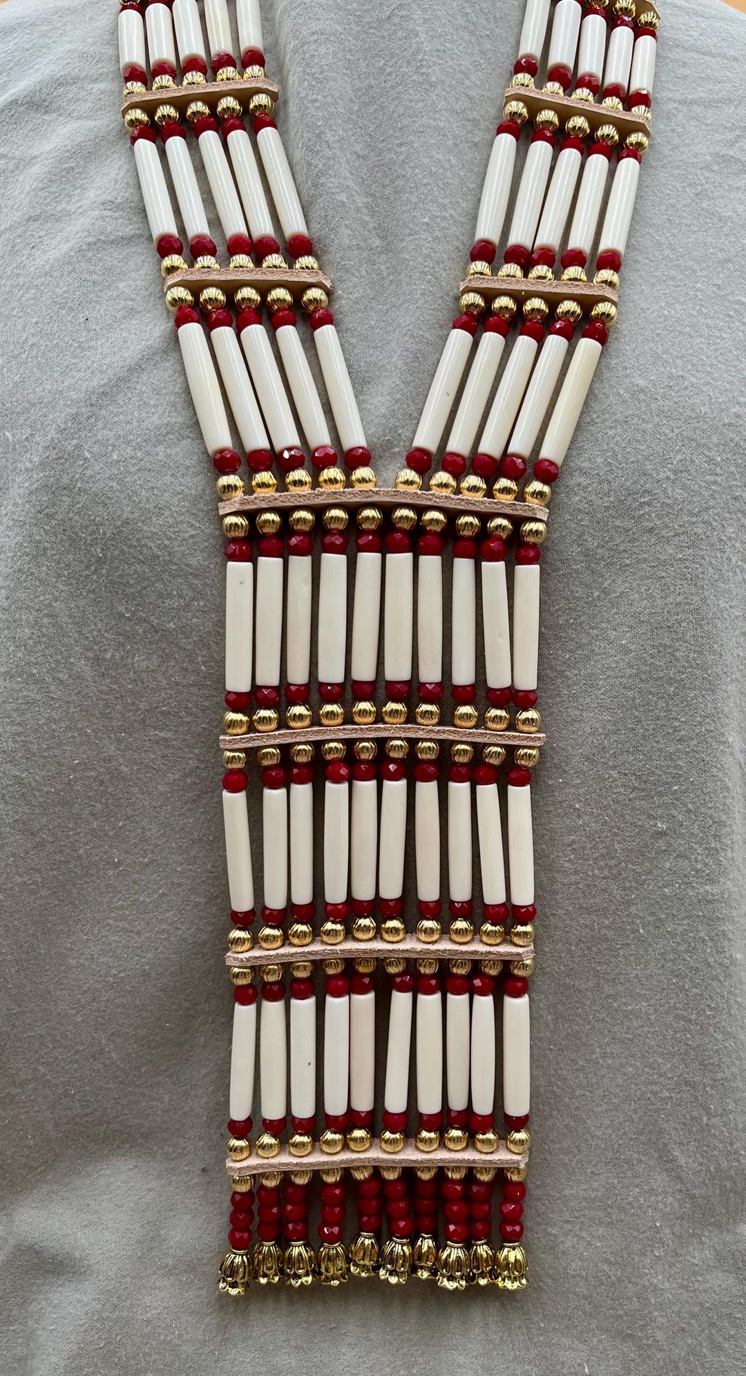 Woman’s Beaded Bone Breastplate - Smoke Dancer - Hot Cha Red - Etsy