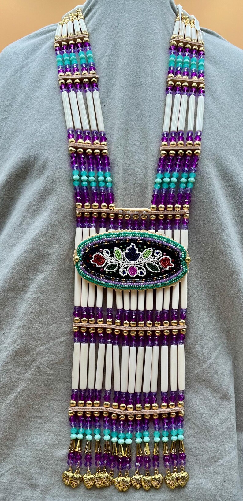 Woman’s Beaded Bone Breastplate W/ Earrings - Woodlands Love - Etsy