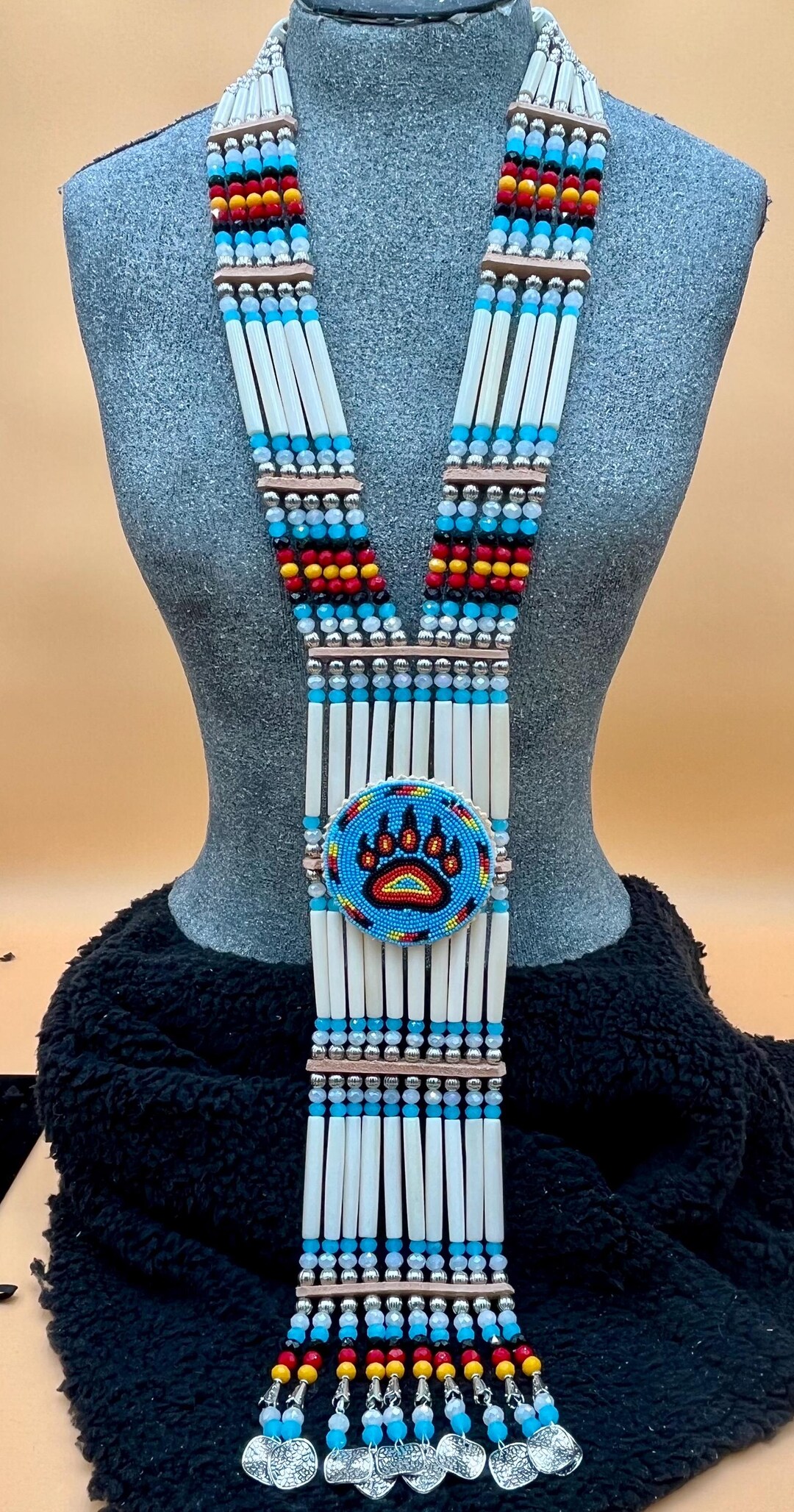 Woman’s Beaded Bone Breastplate W/ Earrings - Sky Bear - Etsy