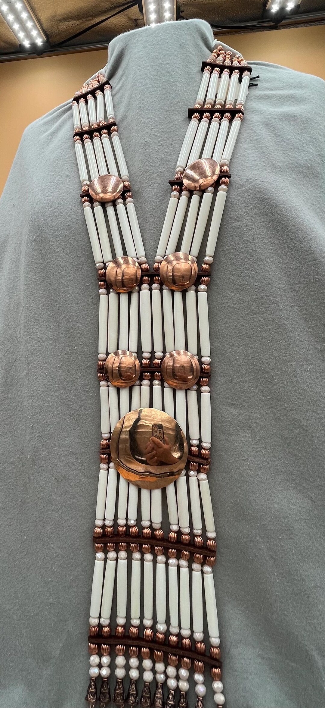 Woman’s Beaded Bone Breastplate W/ Earrings - Copper Traditional - Etsy