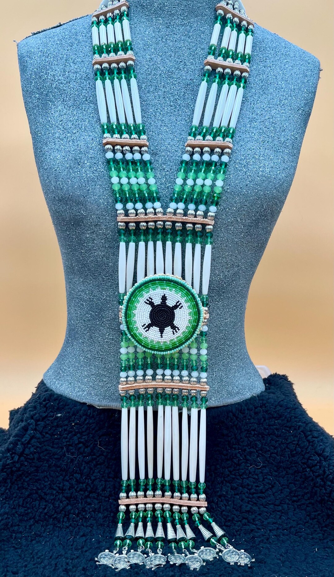 Woman’s Beaded Bone Breastplate W/ Earrings - Turtle Clan - Etsy