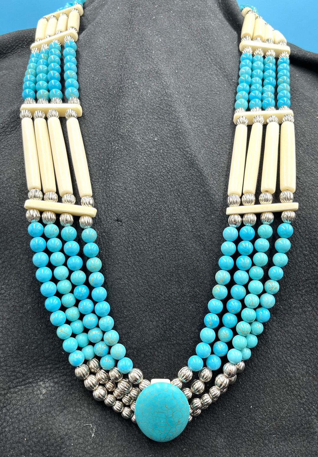 Woman’s Beaded Breastplate Necklace- Turquoise Howlite - Etsy