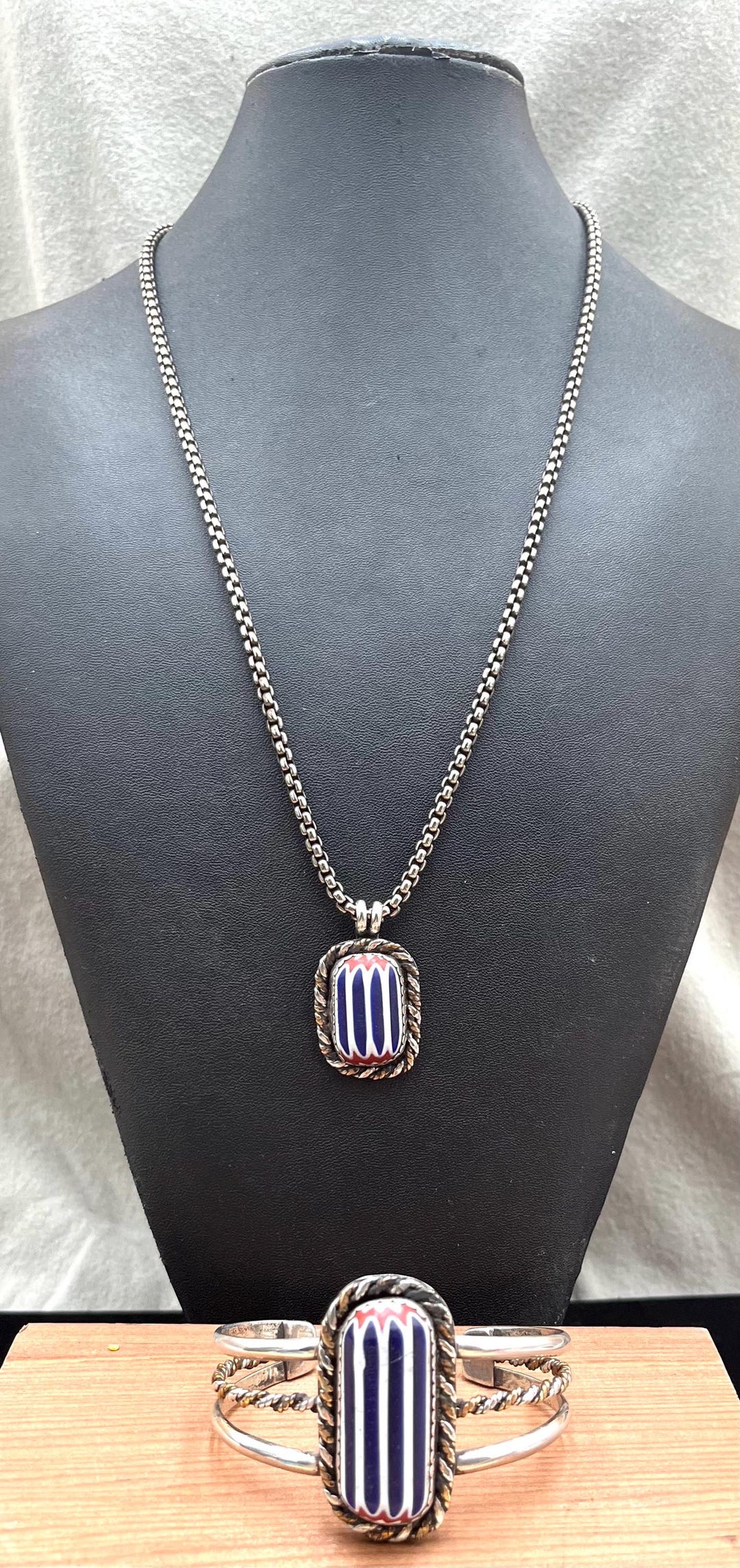 Chevron Trade Bead Necklace and Bracelet - Etsy