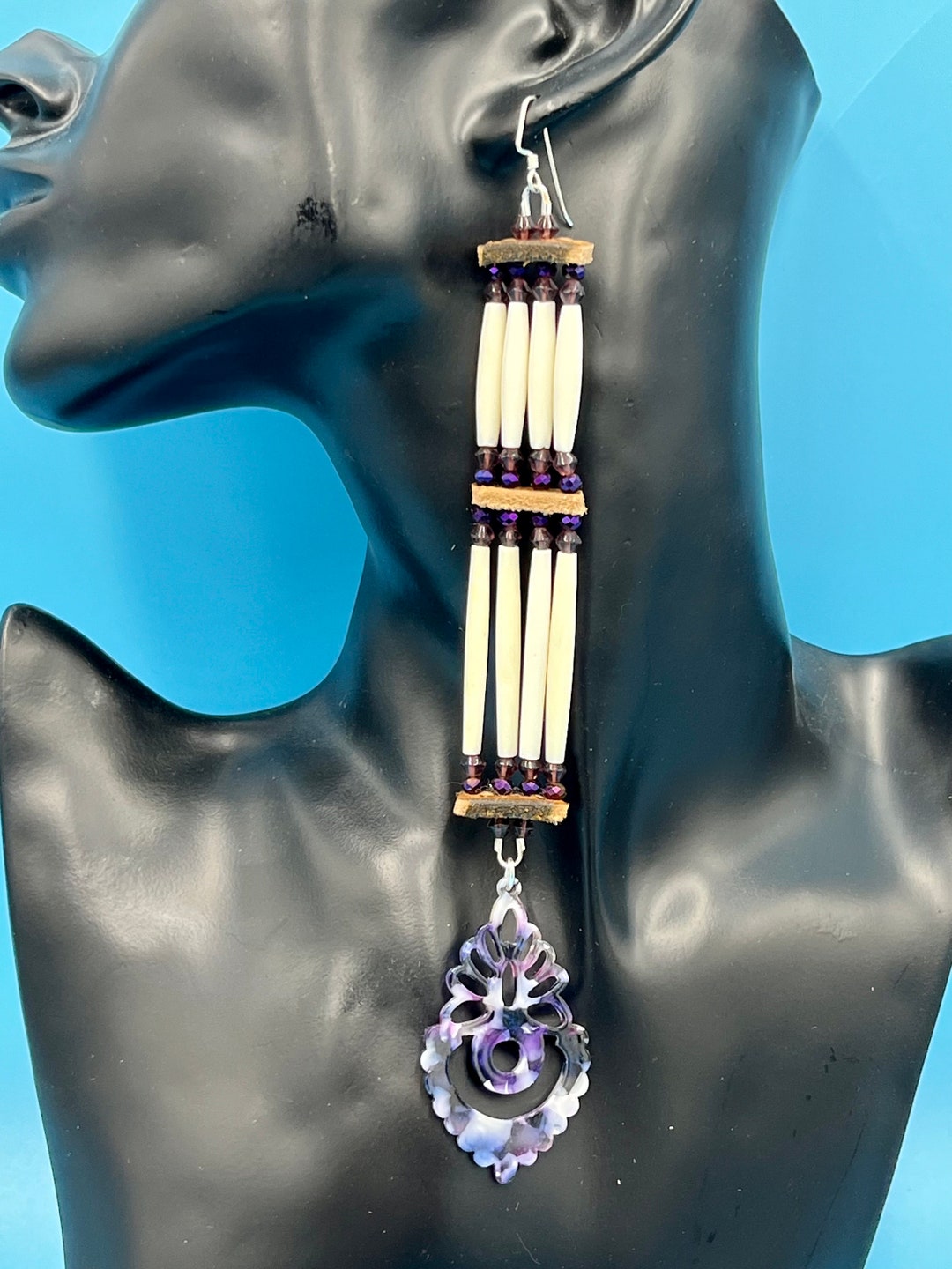 Bone Hairpipe and Purple - Etsy