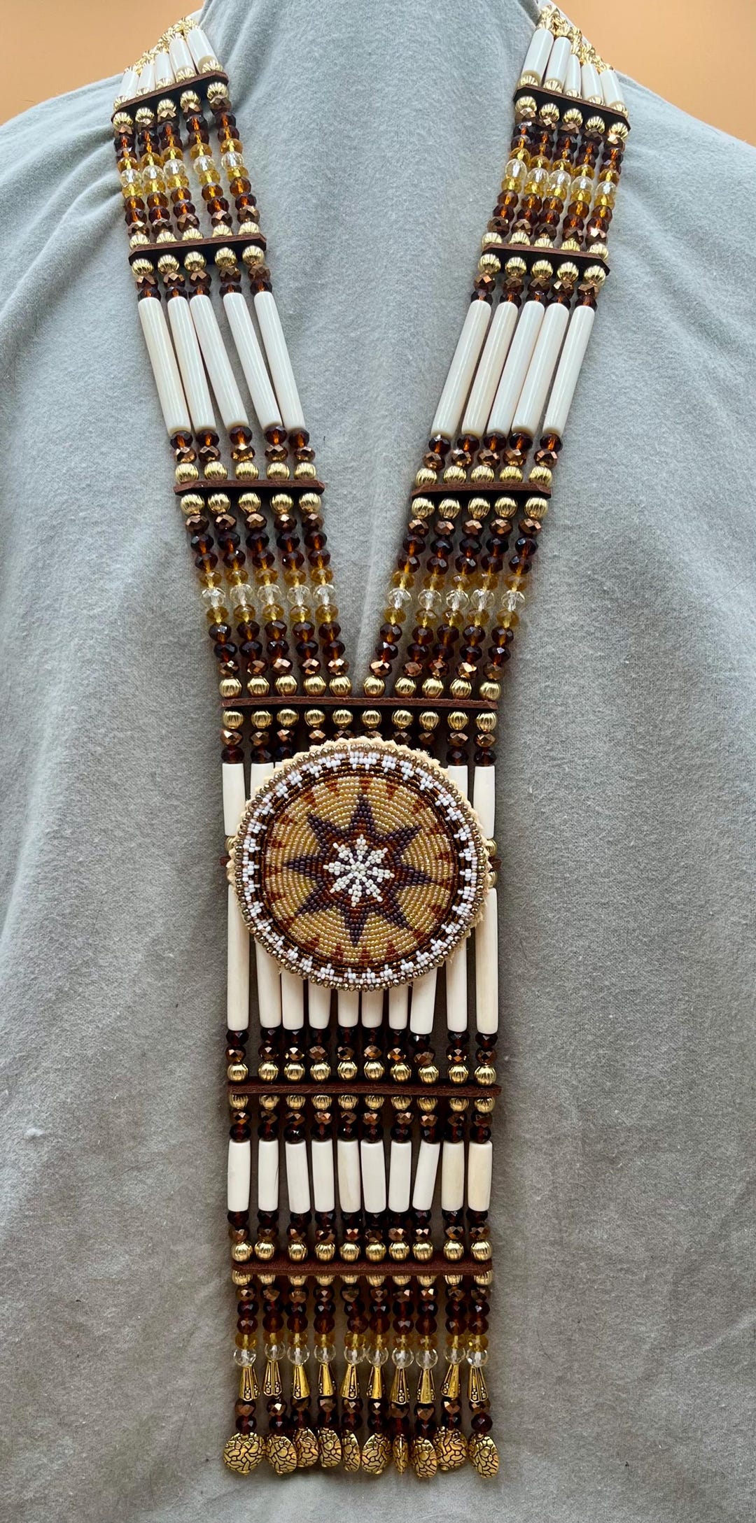 Woman’s Beaded Bone Breastplate W/ Earrings - Mother Earth - Etsy