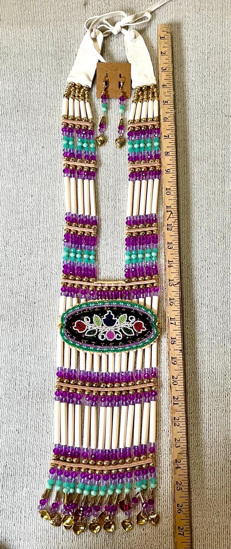 Woman’s Beaded Bone Breastplate W/ Earrings - Woodlands Love - Etsy