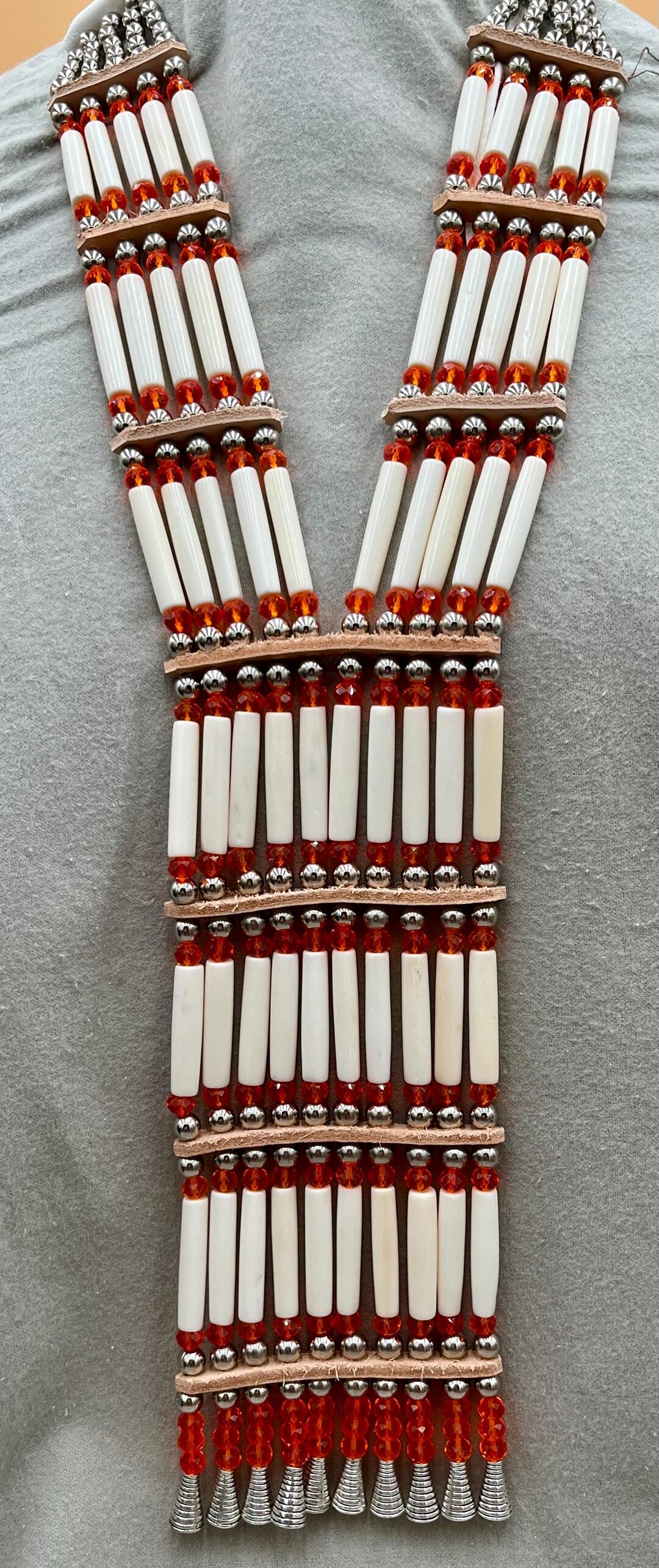 Woman’s Beaded Bone Breastplate - Smoke Dancer in Orange - Etsy
