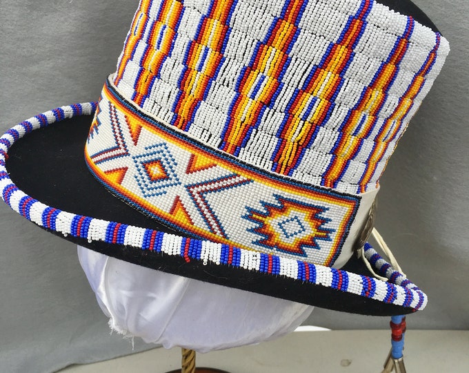 Native Style, Beaded Top Hat With Horsehair Tassels - Etsy