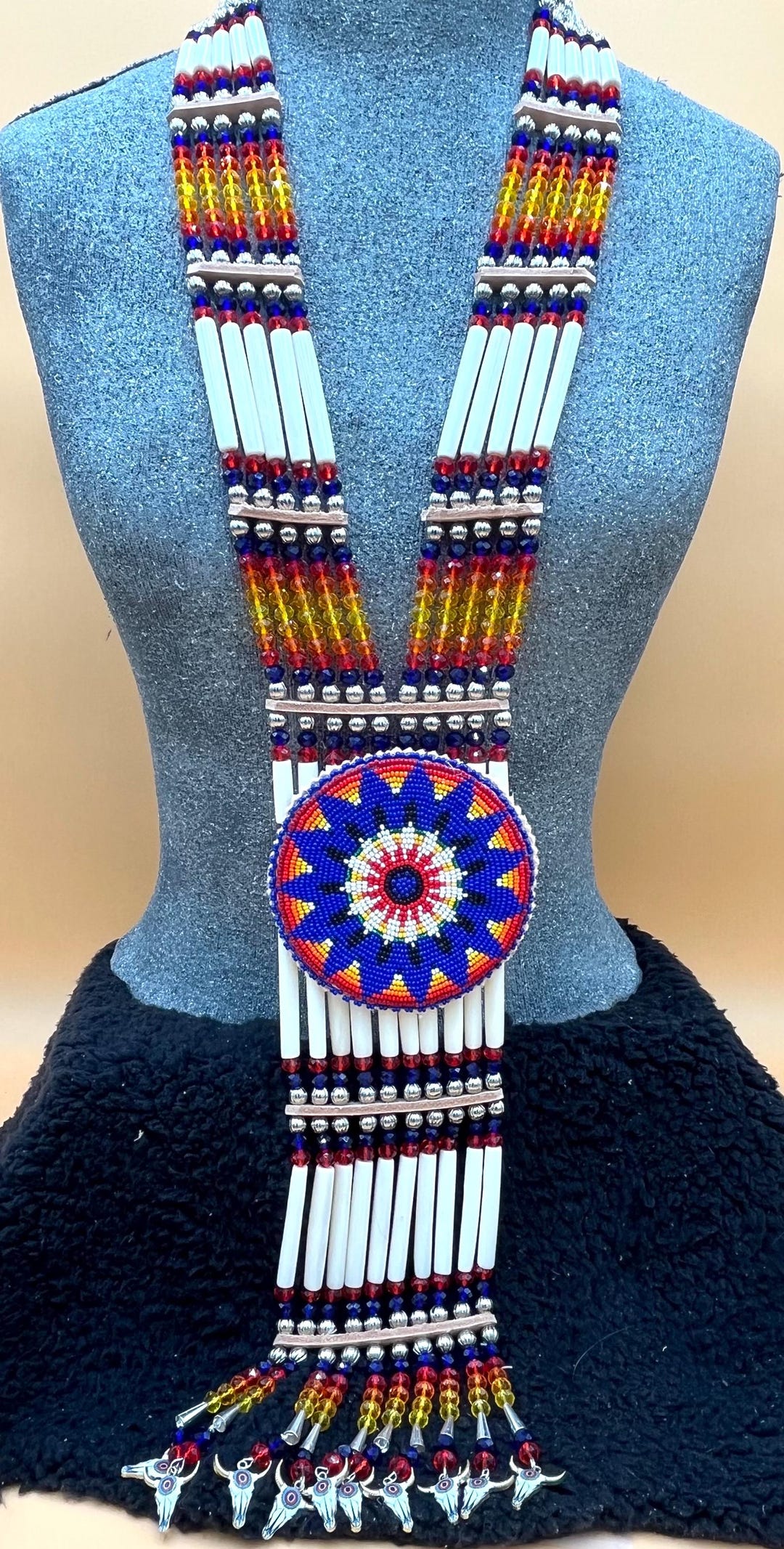 Woman’s Beaded Bone Breastplate W/ Earrings - Prairie Sun - Etsy