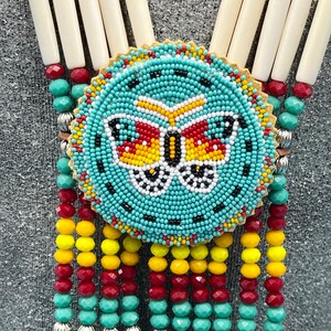 Womans Beaded Bone Breastplate W/ Earrings Turquoise Butterflyp - Etsy