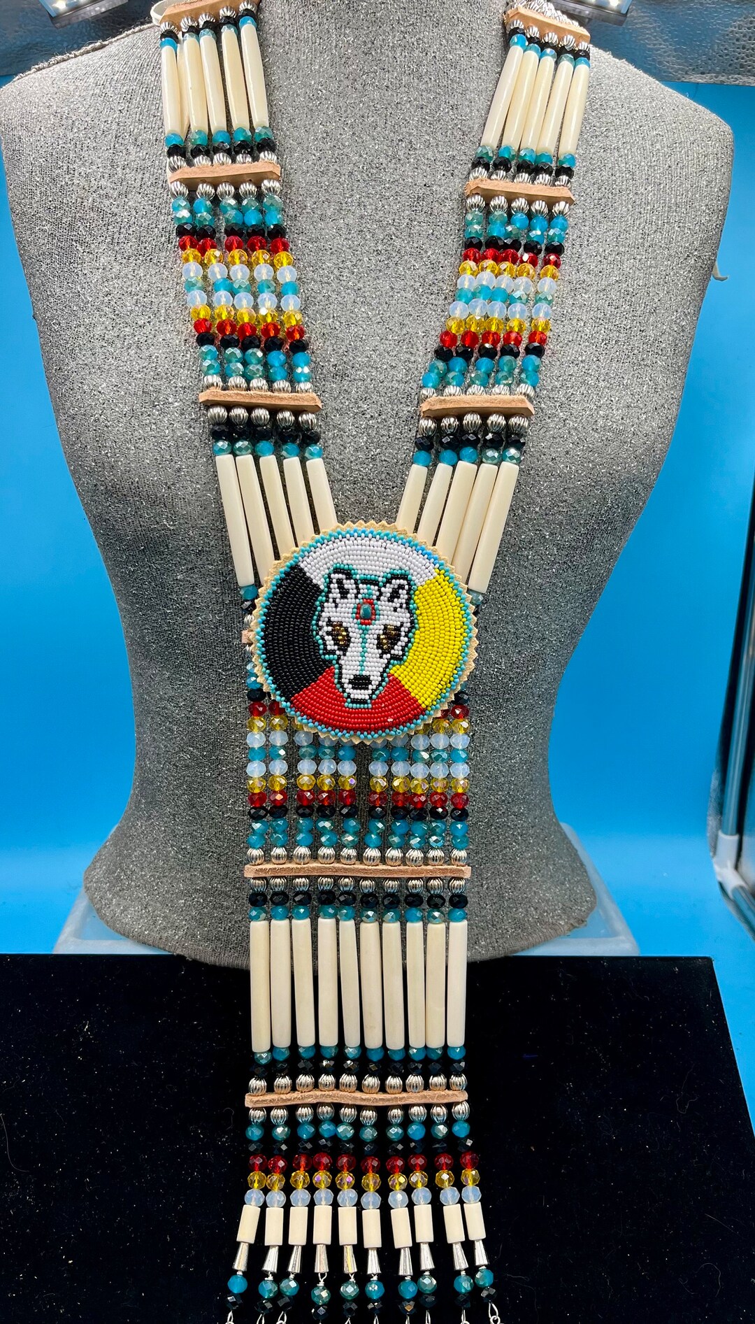 Womans Beaded Bone Breastplate W/ Earrings Wolf Spirit - Etsy