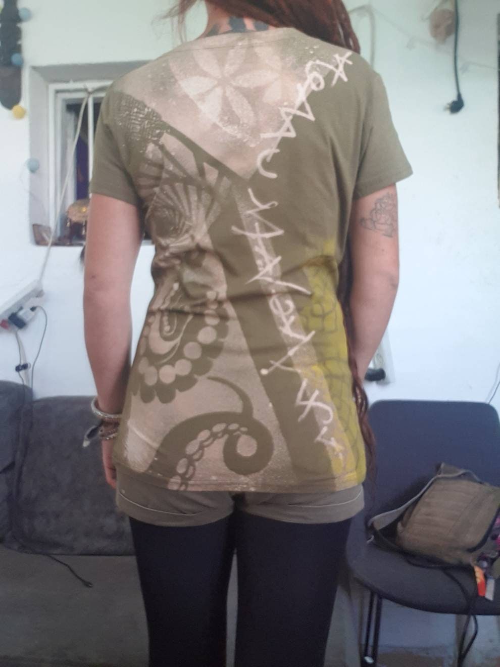 Octopus Upcycled Top Green Psychedelic Tribal Psytrance Festival Tank ...