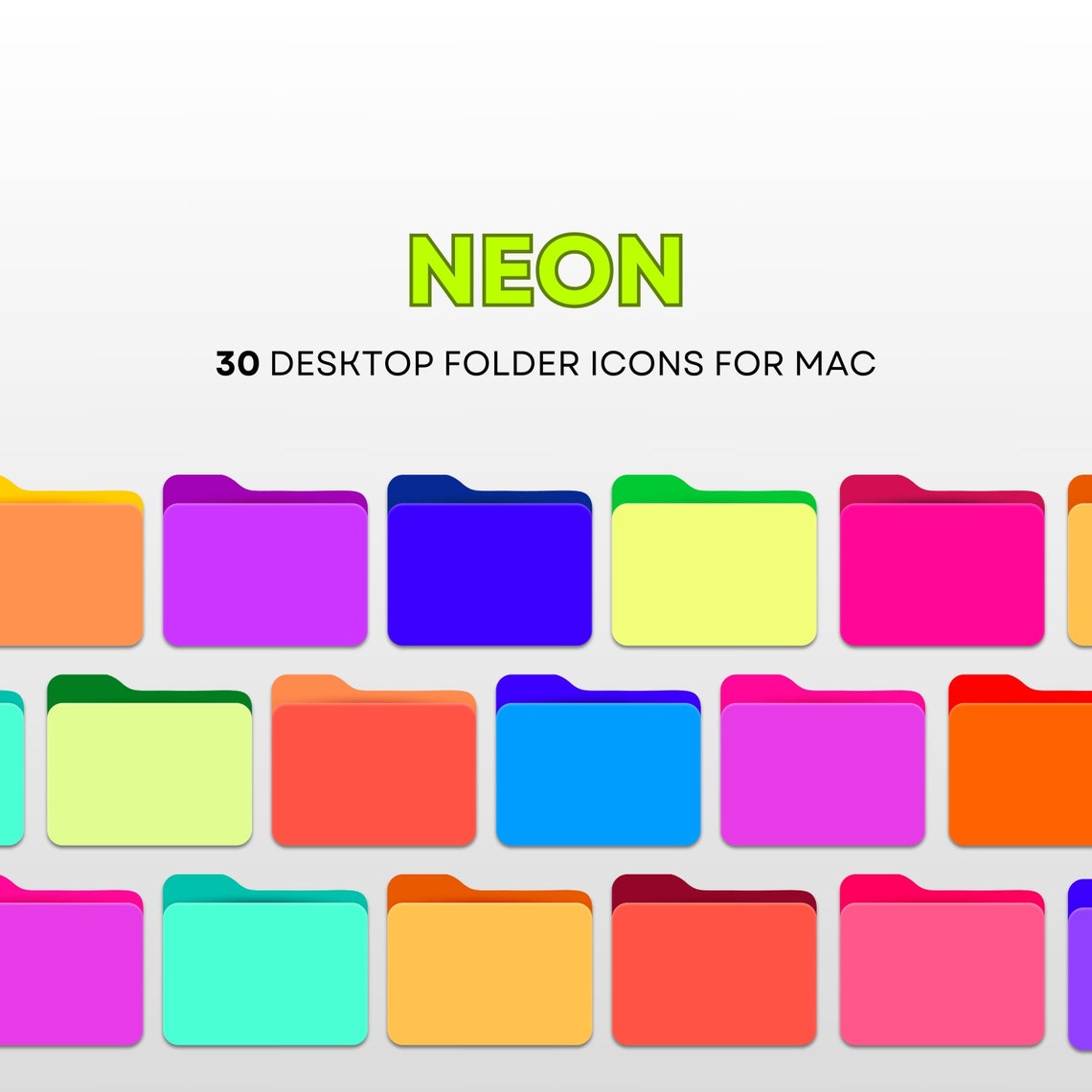 Neon Icons, Mac Desktop Organizer, Mac File Icons, Mac Folder Icons ...