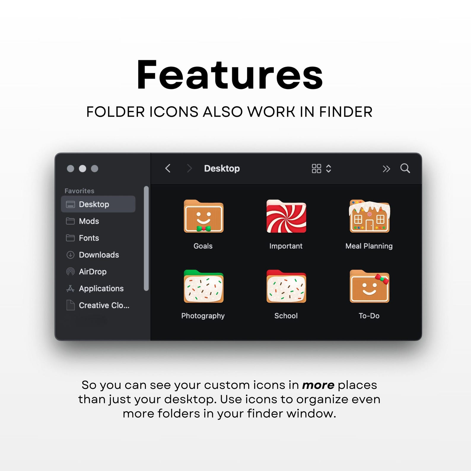 Christmas Folder Icons, Gingerbread, Folder Icons, Holiday Mac File ...