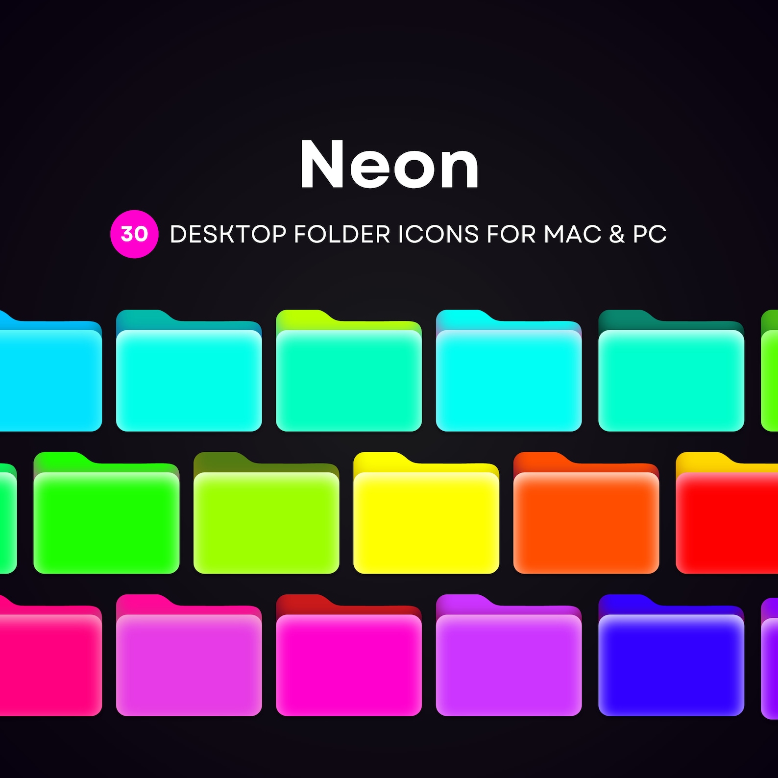 Neon Icons, Mac Desktop Organizer, Mac File Icons, Mac Folder Icons ...
