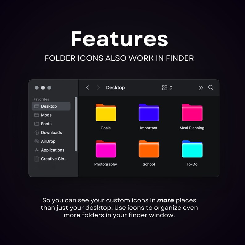 Neon Icons, Mac Desktop Organizer, Mac File Icons, Mac Folder Icons ...