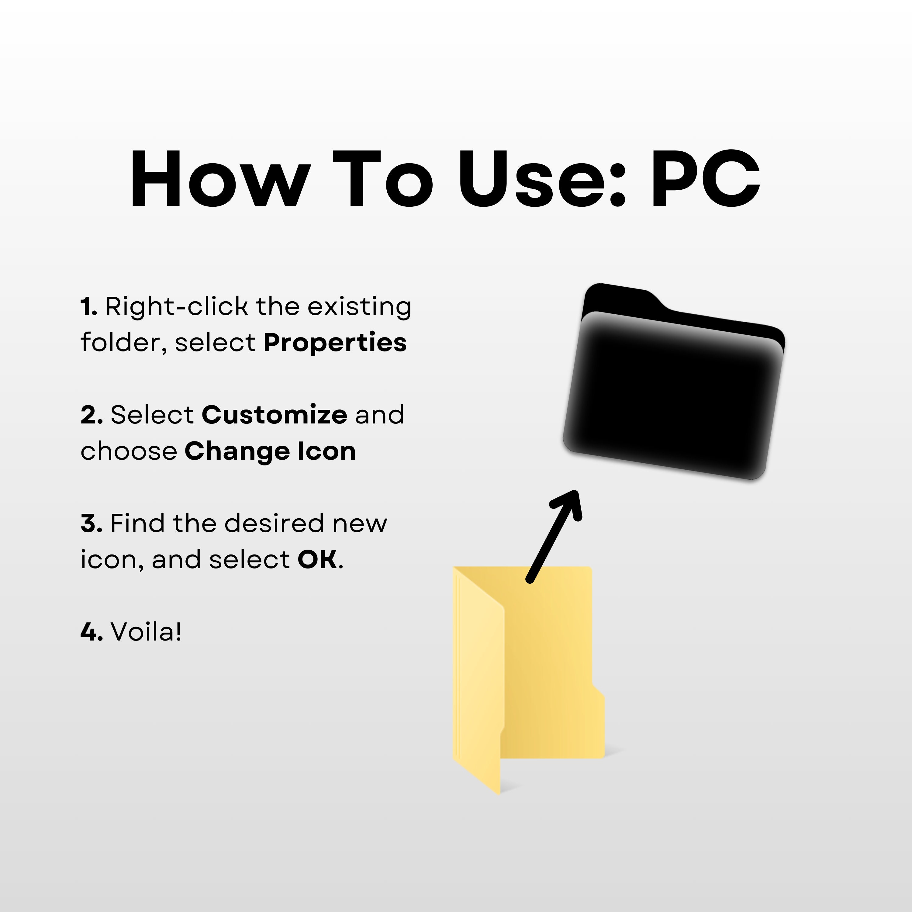 Black and White Folder Icons, Minimalist Desktop Icons for Mac, Folder ...
