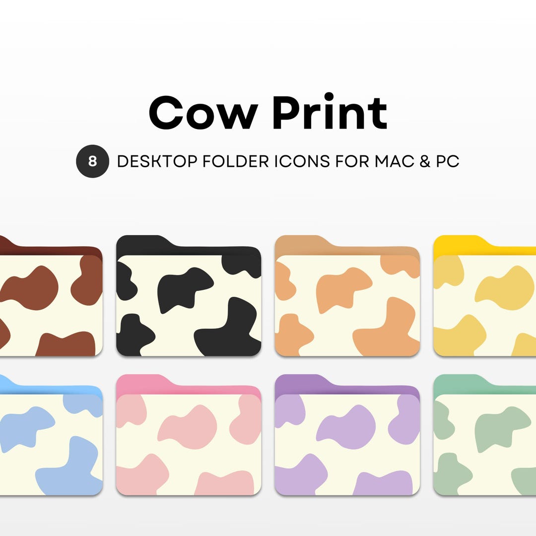Cow Print Mac Folder Icons, Folder Icons, Icons for Mac PC, Desktop ...