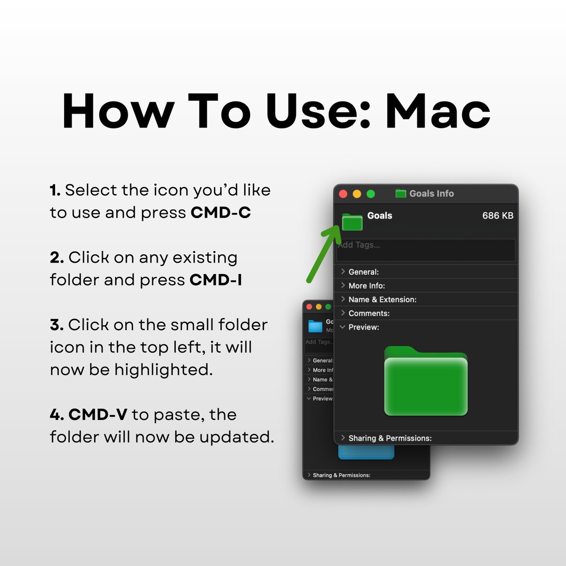 Folder Icons, Green Icons for Mac PC, Desktop Icons for Mac, Folder ...
