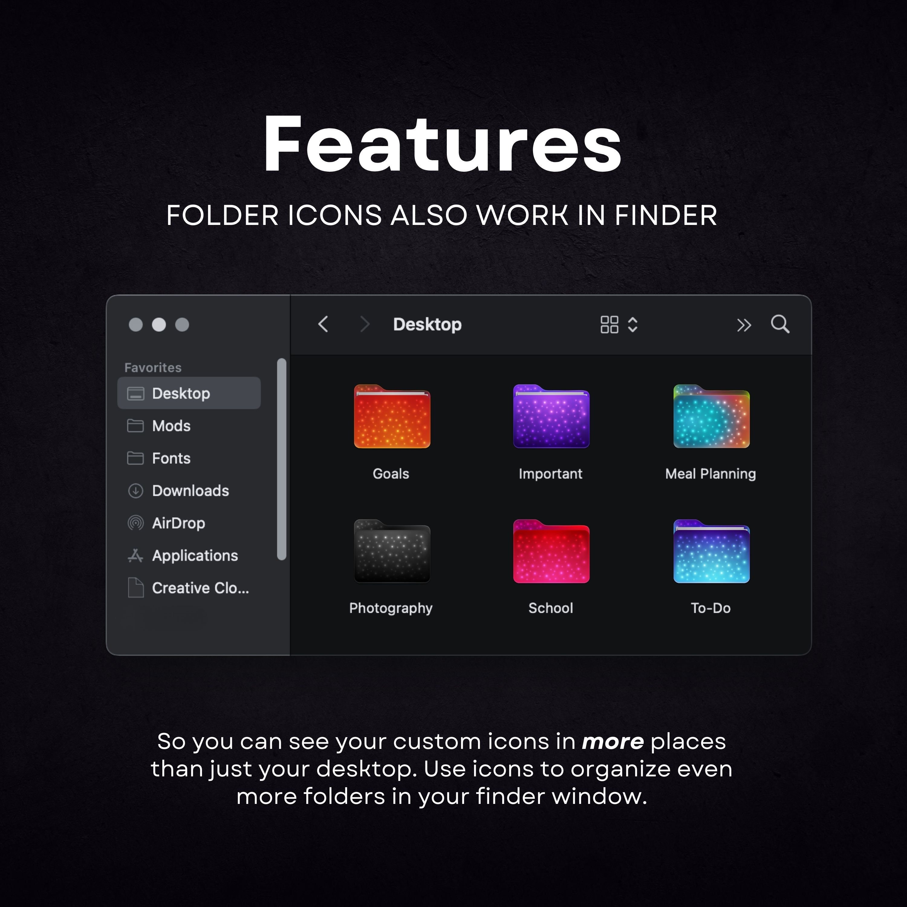 Galaxy Mac Folder Icons Pack, Sparkle Mac OS Folders, Desktop File ...