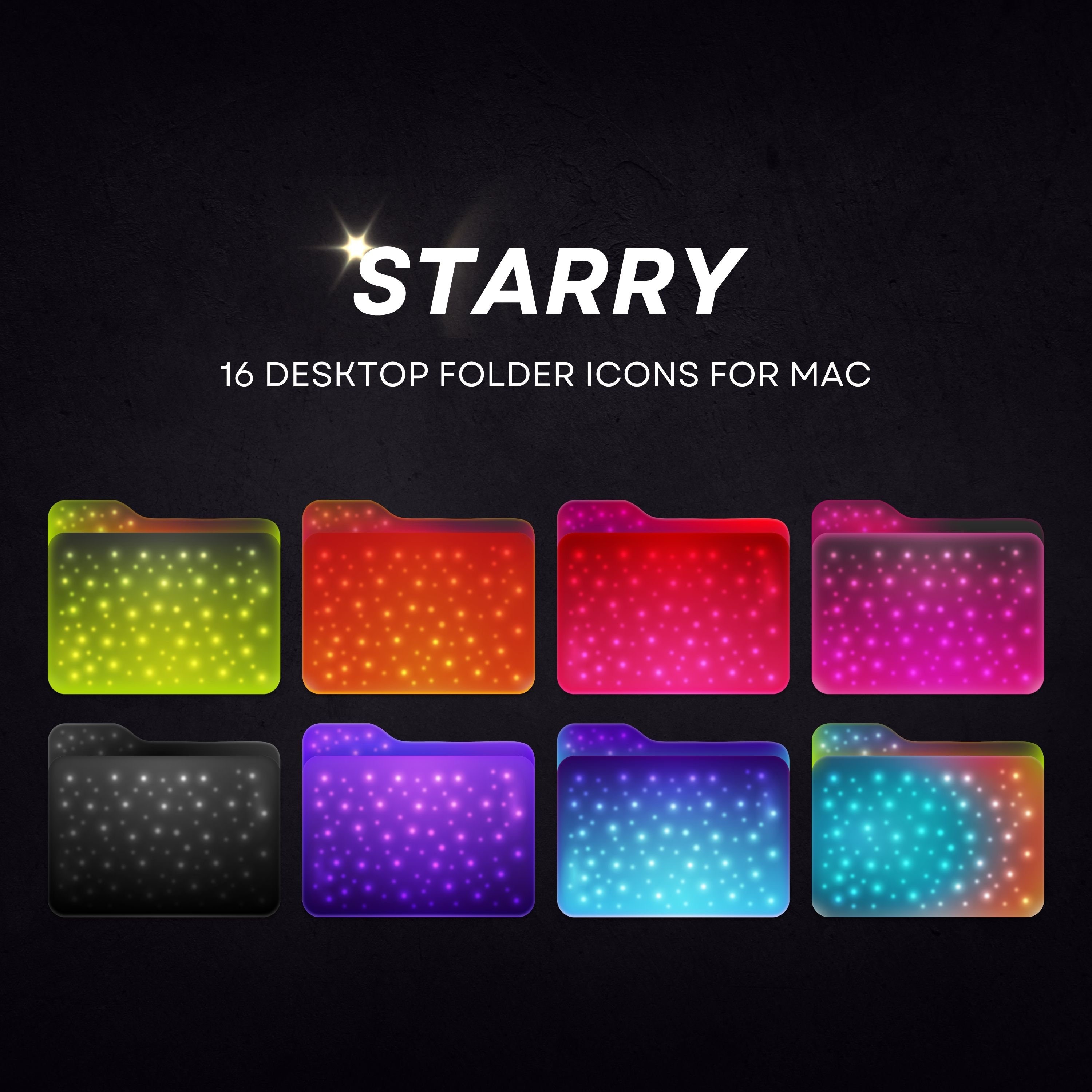 Galaxy Mac Folder Icons Pack, Sparkle Mac OS Folders, Desktop File ...