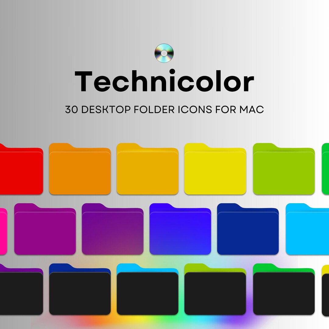 Mac Folder Icons, Rainbow Mac IOS Folders, Colorful Desktop File Icons ...