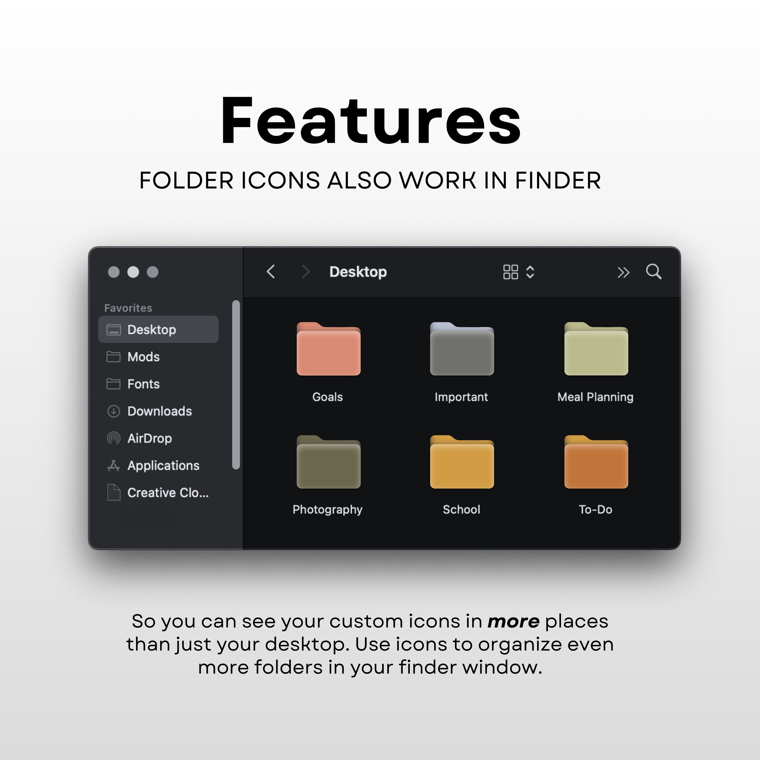 Desktop Folder Icons for Mac, Folder Icon Bundle for Mac OS, Icon Pack ...
