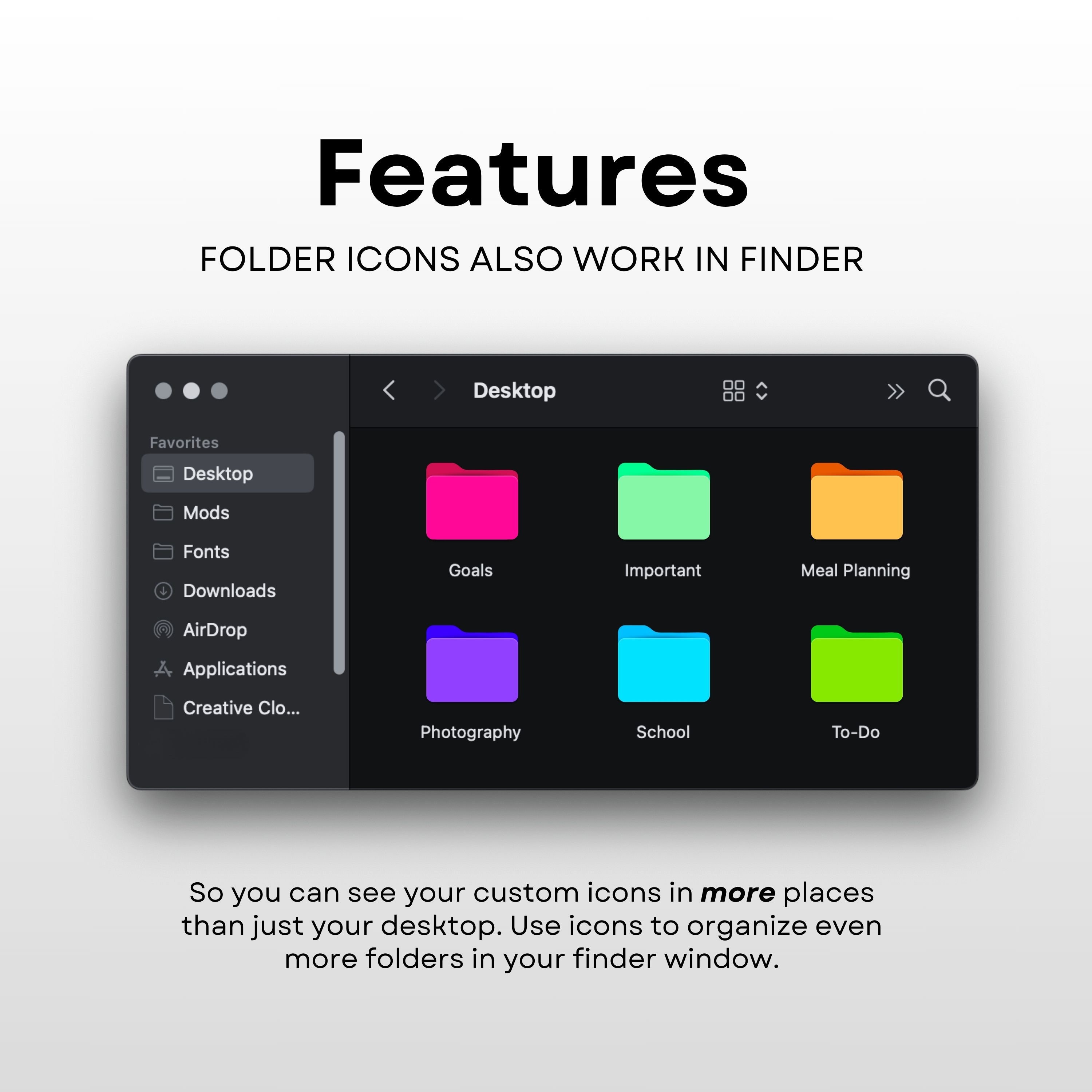 Neon Icons, Mac Desktop Organizer, Mac File Icons, Mac Folder Icons ...