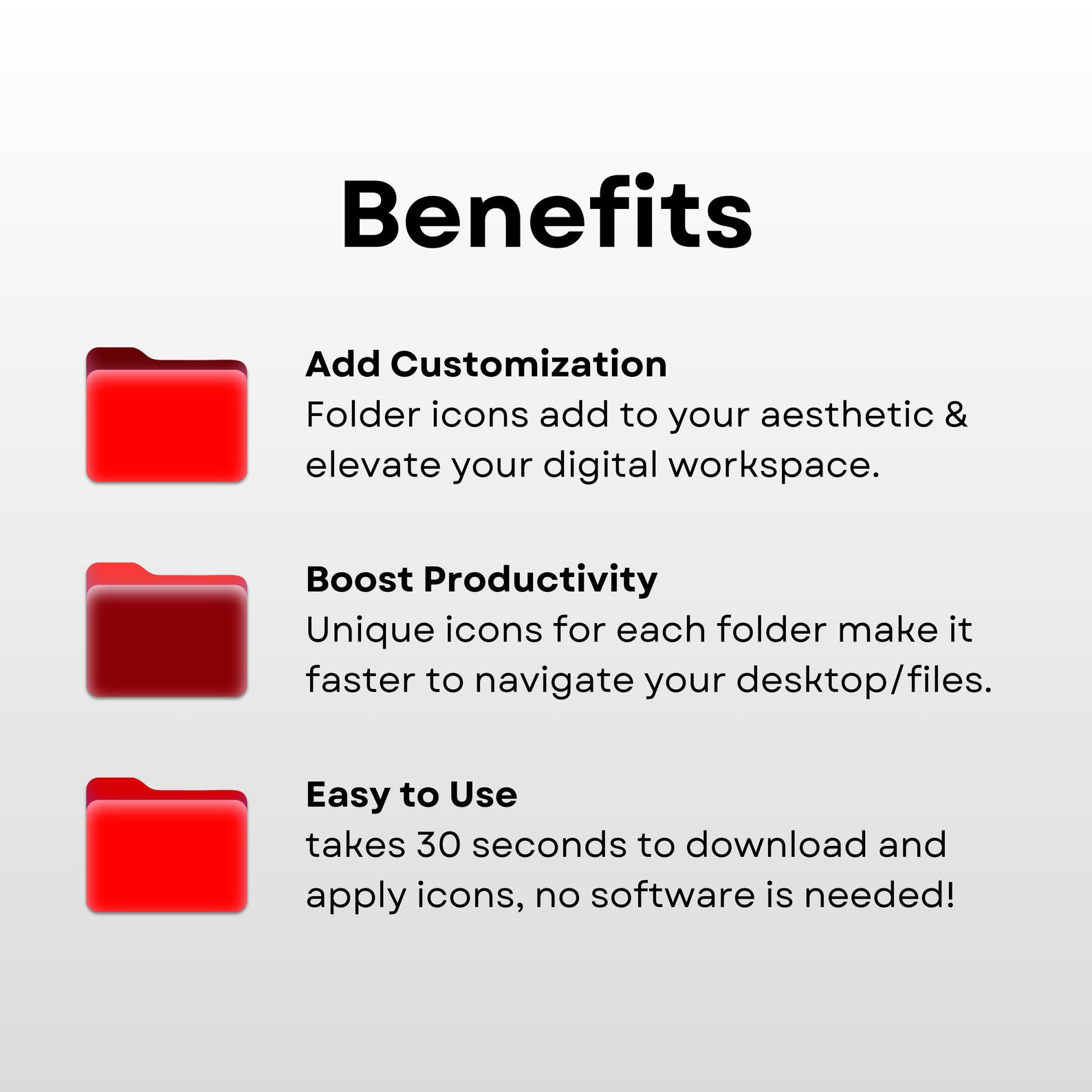 Folder Icons, Red Icons for Mac PC, Desktop Icons for Mac, Folder Icon ...