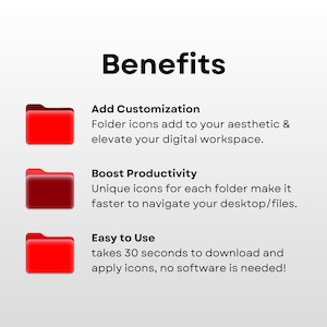 Folder Icons, Red Icons for Mac PC, Desktop Icons for Mac, Folder Icon ...
