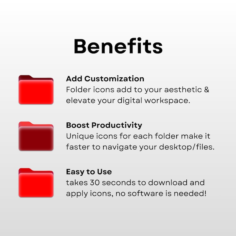 Folder Icons, Red Icons for Mac PC, Desktop Icons for Mac, Folder Icon ...