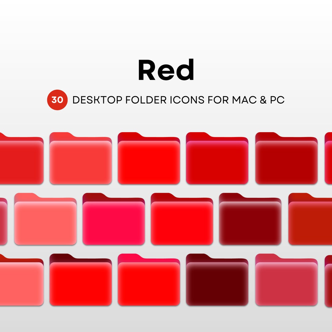 Folder Icons, Red Icons for Mac PC, Desktop Icons for Mac, Folder Icon ...