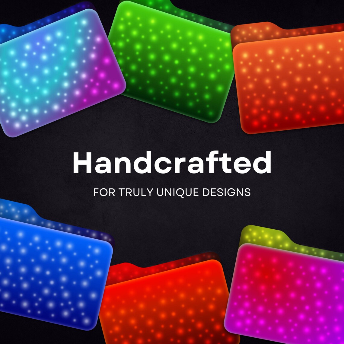 Neon Theme Icons, Desktop Folder Icon PNG, Cute Folder Icon Pack, PC ...