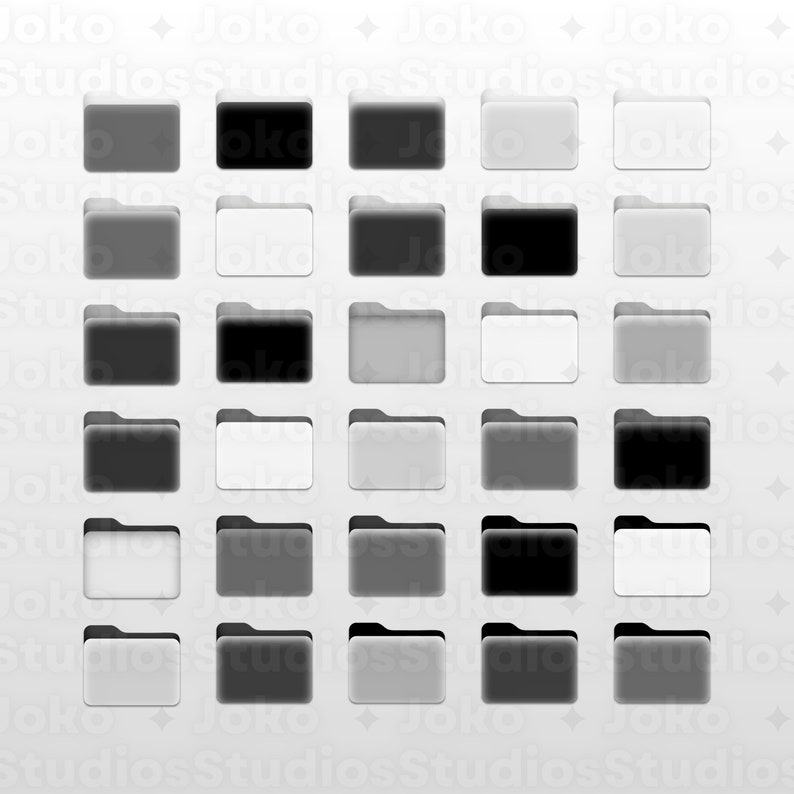 Black and White Folder Icons, Minimalist Desktop Icons for Mac, Folder ...