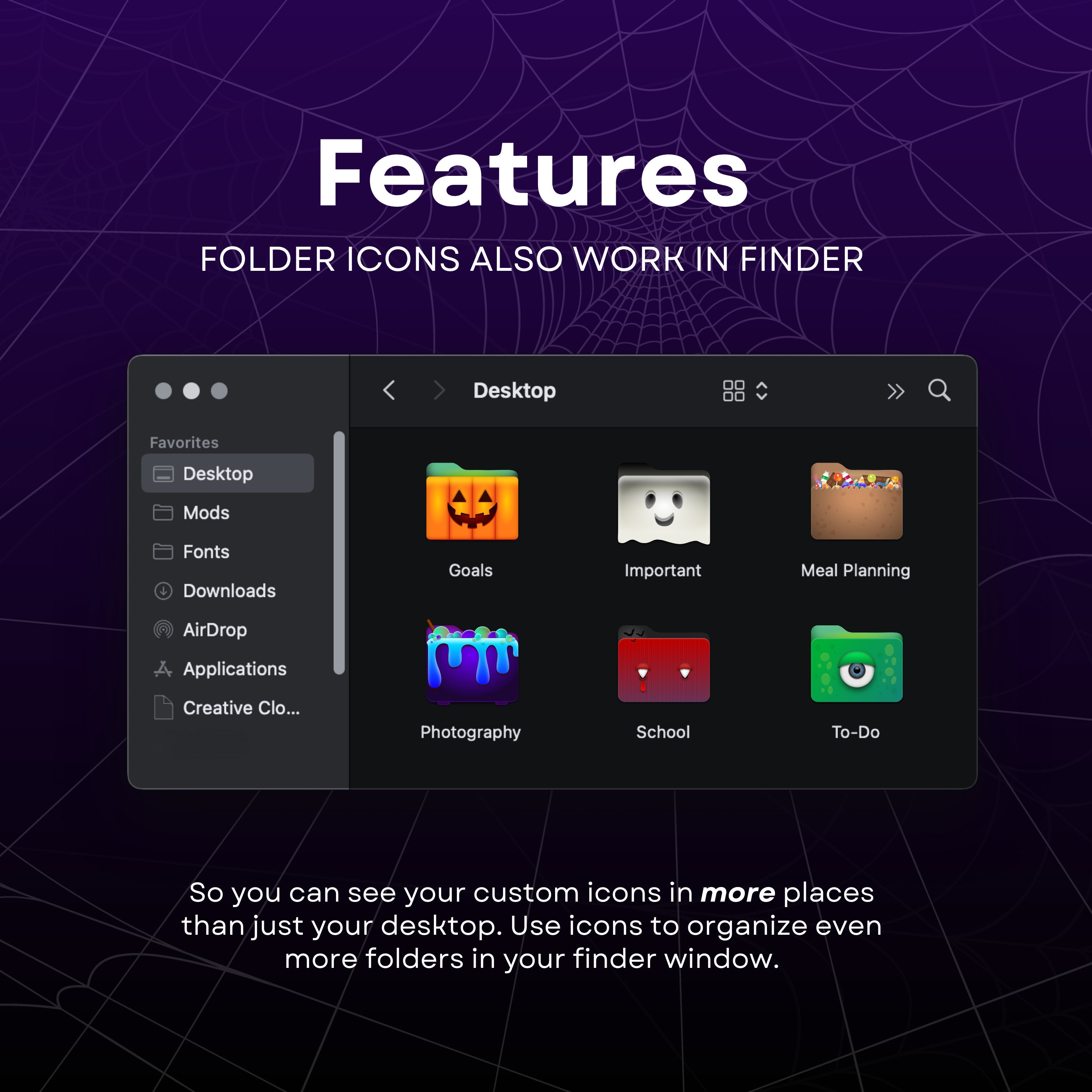 Halloween Mac Icon Pack, Fall Desktop Organizer, Pumpkin Mac Folder ...