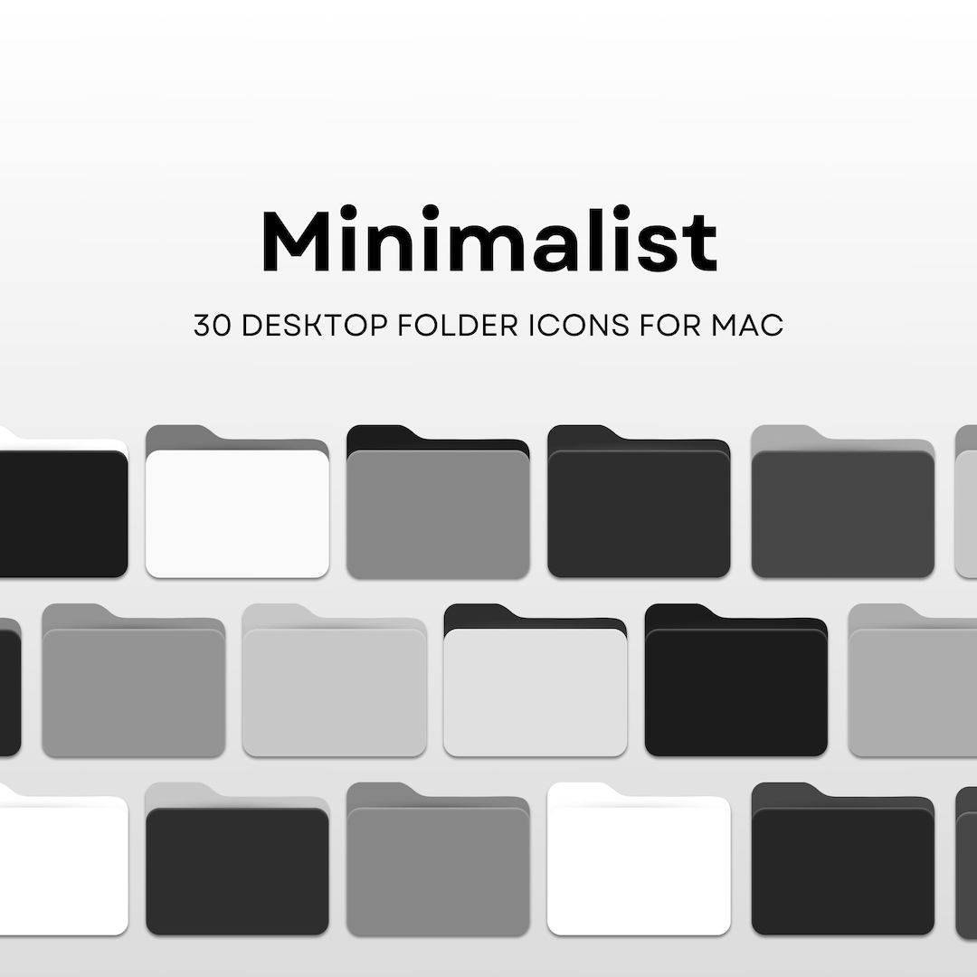 Black and White Folder Icons, Minimalist Desktop Icons for Mac, Folder ...