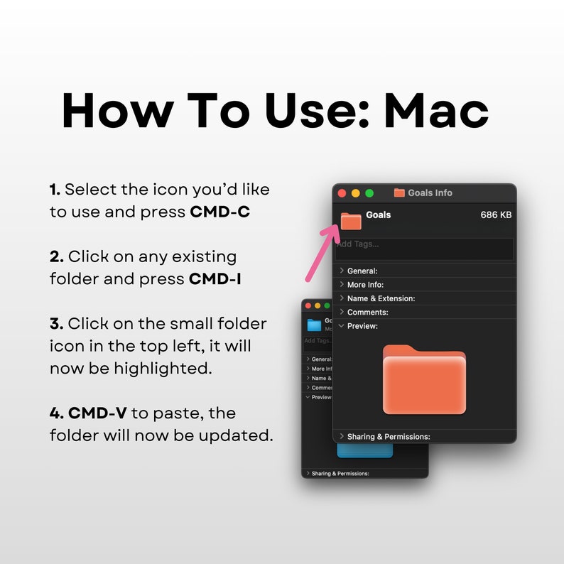 Cute Desktop Folder Icons for Mac, Folder Icon Bundle for Mac OS, Icon ...