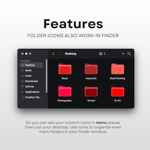 Folder Icons, Red Icons for Mac PC, Desktop Icons for Mac, Folder Icon ...