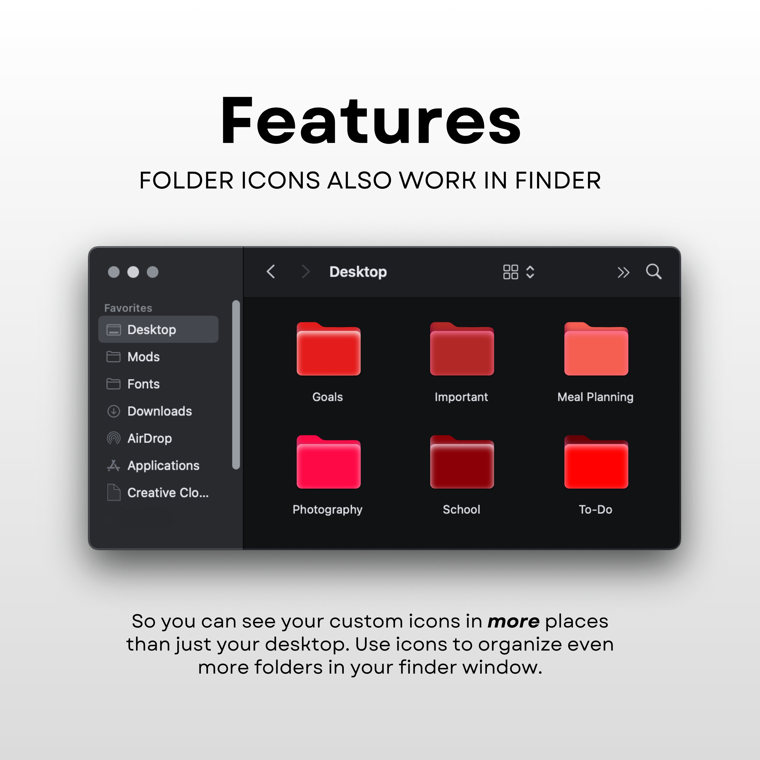 Folder Icons, Red Icons for Mac PC, Desktop Icons for Mac, Folder Icon ...